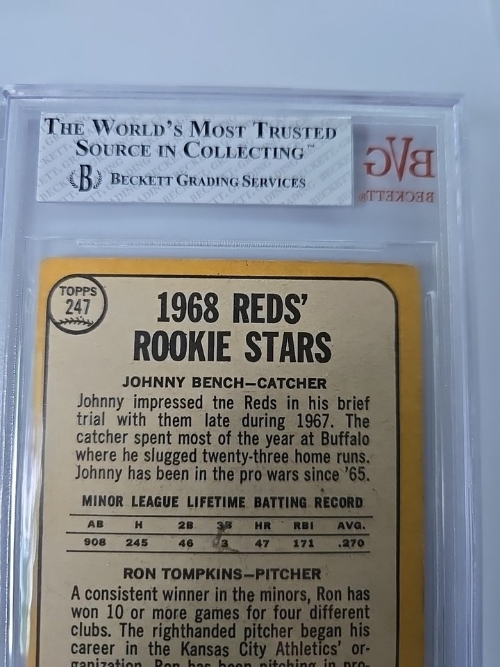 1968 TOPPS JOHNNY BENCH/RON TOMPKINS ROOKIE STARS BVG 3 🔥⚾️🏆 | eBay