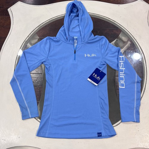 HUK Ladies Icon Hoodie Long Sleeve Shirt Blue Size XS Free Shipping | eBay