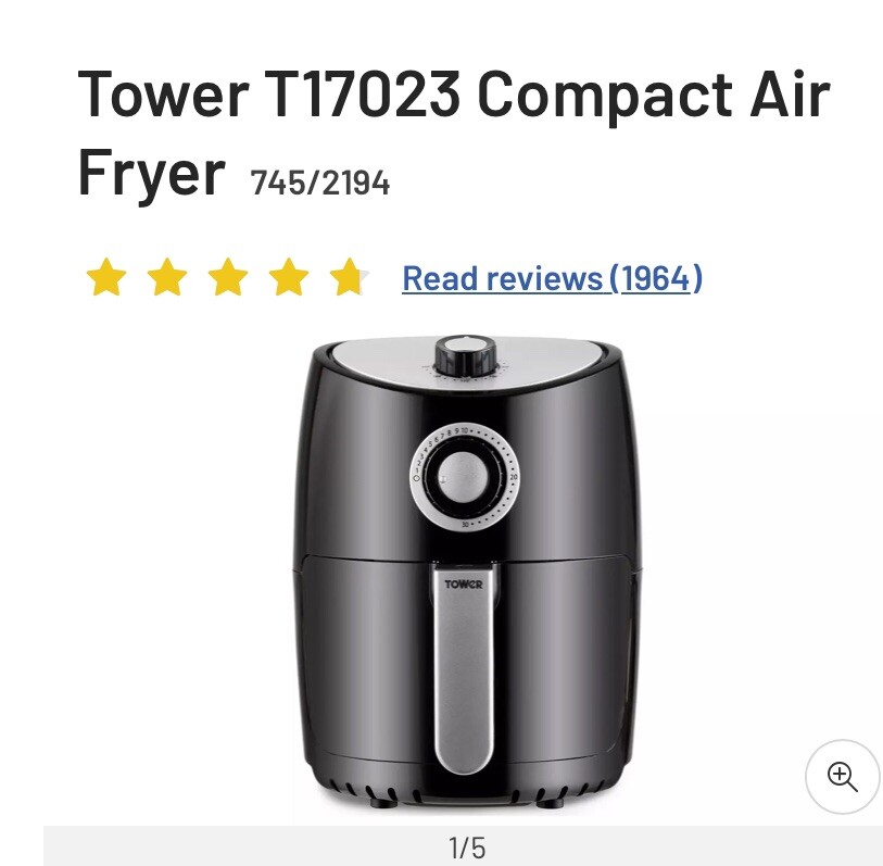 Tower T17023 1000W 2.2L Air Fryer - Black for sale online | eBay