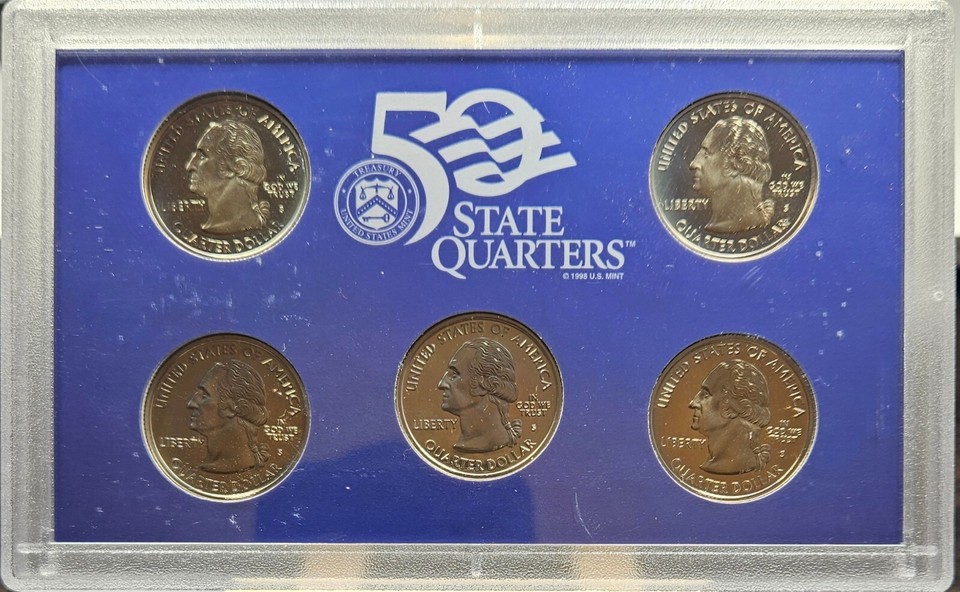 2000-S U.S. Quarter Proof Set (No Box, Case, or COA) 5 Gem Proof Coins ...