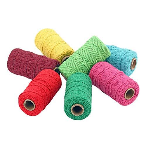 Macrame Cotton Cord 2mm 109 Yard Cotton Rope Colored Craft Cord for DIY ...
