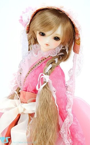 BJD Volks Super Dollfie SD WG-465 Ribbon Braided Girly Cream RARE Wig 9 ...