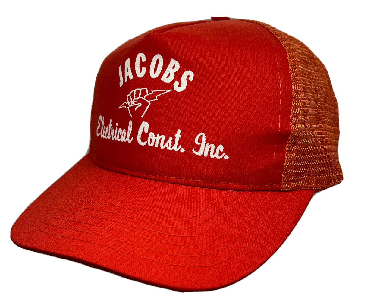 Vintage Jacobs Electrical Construction Hat Cap Snap Back Red Mesh ...