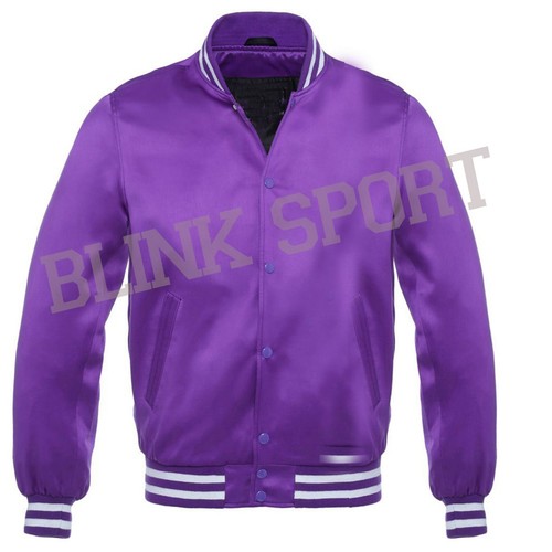 New Men's Varsity Letterman baseball Purple Bomber Style All Satin ...
