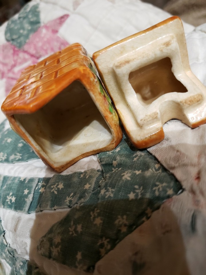 Vtg Cottage Ware 2.5" Salt Pepper Lidded Jam Jar Japanese Village Set ...