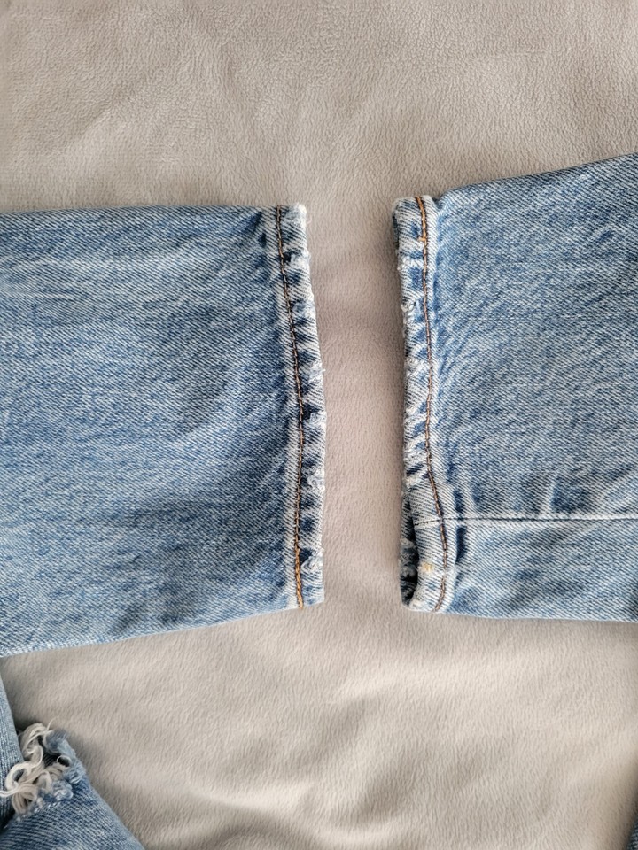 Levi's 501 Jeans White Oak Cone Denim Selvedge Distressed Button Fly ...