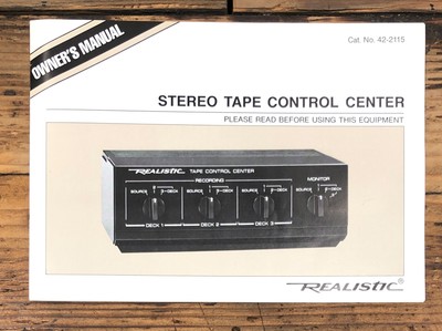 Realistic 42-2115 Tape Control Center Owner / User Manual *Original* | eBay
