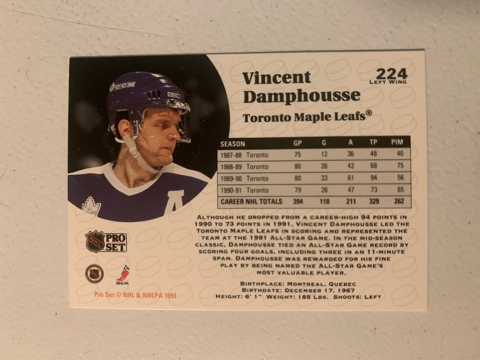 Vincent Damphousse autographed 1991 Pro Set hockey card #224 | eBay
