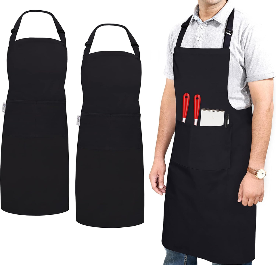 Work Apron for Men, Oil & Water Repellent, Poly Cotton Cross Back ...