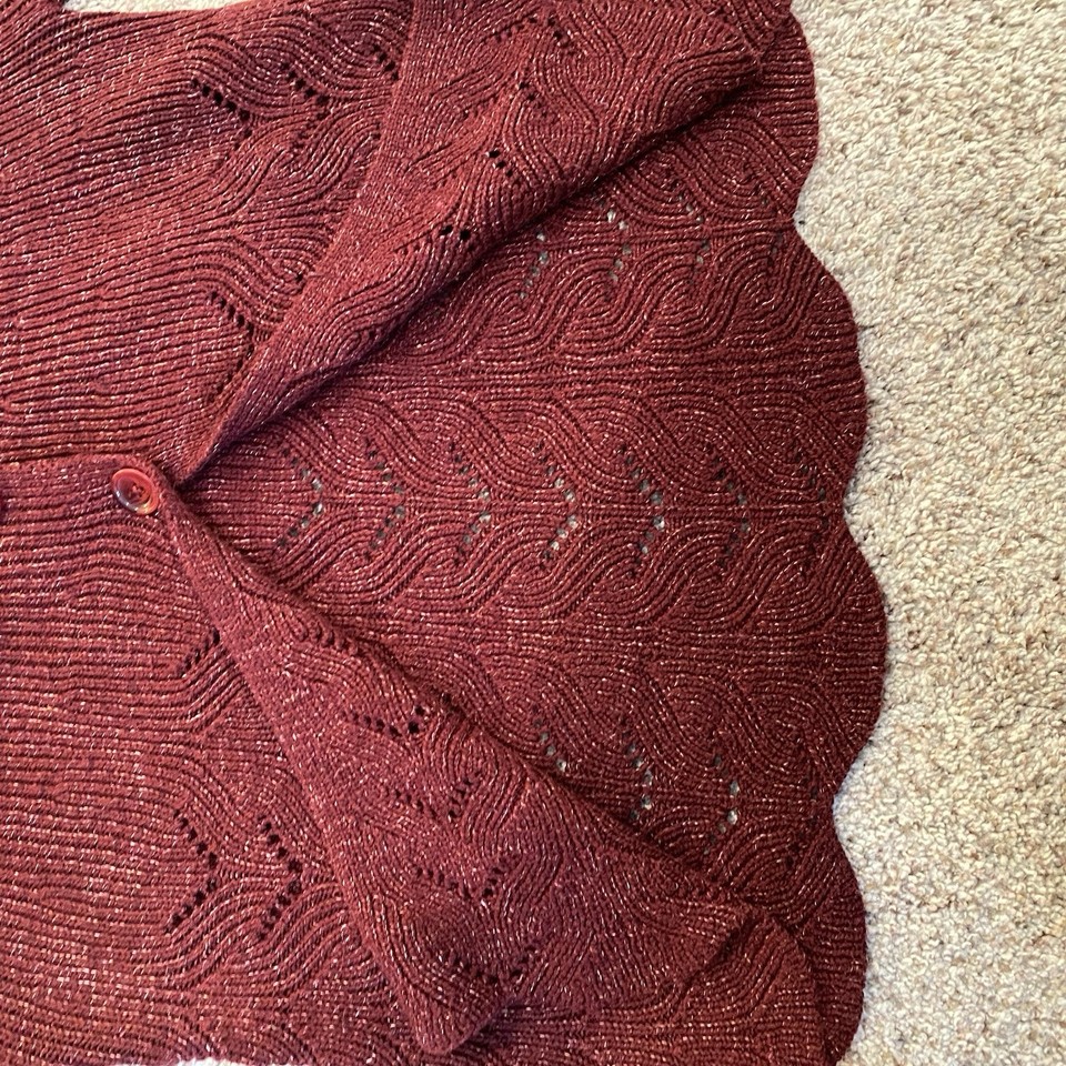 Vintage DressBarn Half Open Front Cardigan—Cut Out Design—Scalloped ...