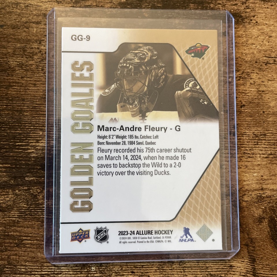 2023-24 Allure Hockey Golden Goalies Marc-Andre Fleury GG-9 Minnesota ...