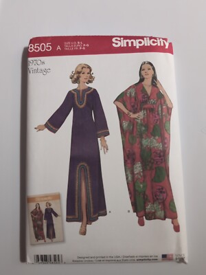 Simplicity 8505 Retro Caftan Vintage 70s Dress Maxi Muumuu S-L Sewing ...