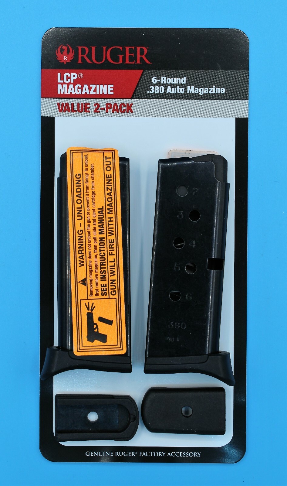 Ruger LCP Magazine Value 2-Pack 380 ACP Pistol 6 RD Round 90643 Factory ...