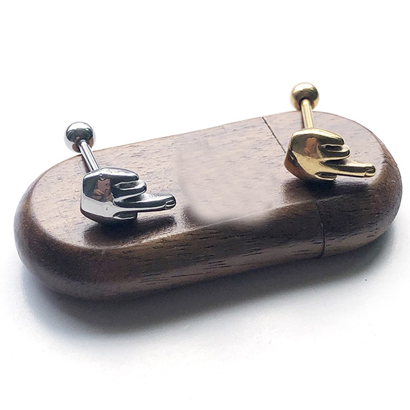 Surgical Steel Middle Finger Gesture Tongue Barbell Stud Piercing Rings ...