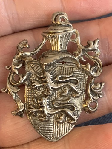 Antique Heraldic Crest Shield Pot Metal Silver Brooch Pin Unsigned | eBay