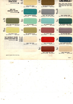 1957 CHEVROLET CORVETTE BEL AIR 150 210 NOMAD DELRAY PAINT CHIP SHERWIN ...