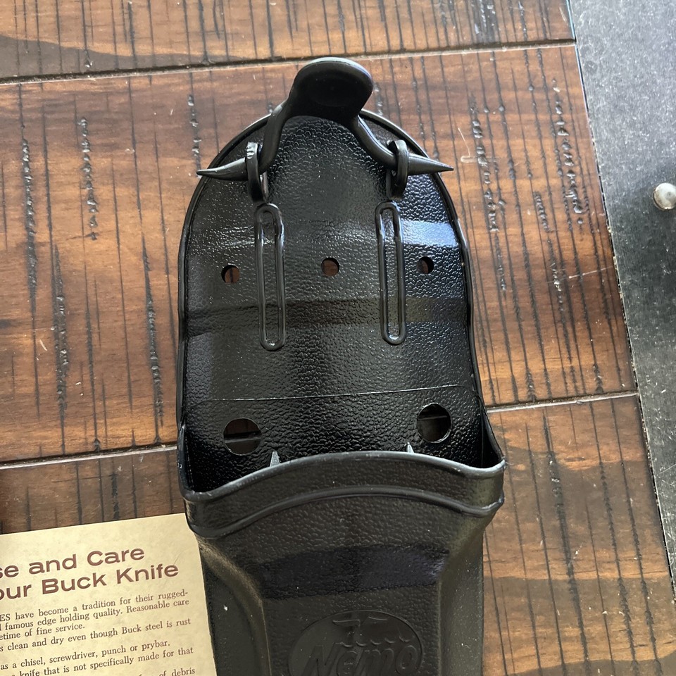 RARE 2 LINE INVERTED BUCK 122 NEMO KNIFE W/ SHEATH USED IN BOX With ...