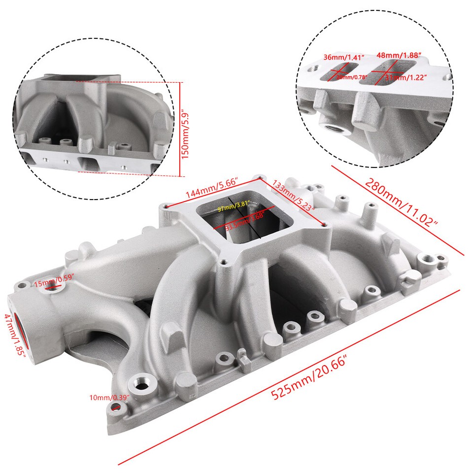 1x For Ford Small Block Windsor V8 5.8L 351W Aluminum Dual Plane Intake ...