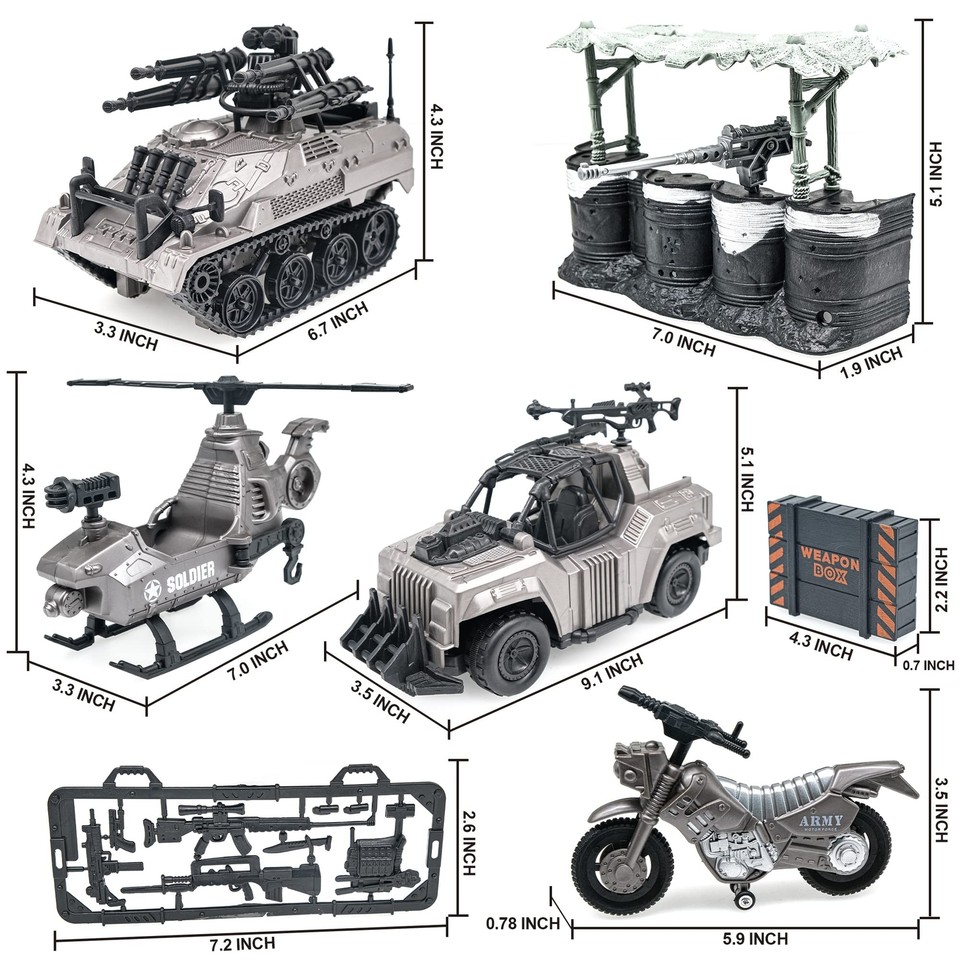 US Army Men Action Figures with Military Vehicles Toys Playset, Toy ...