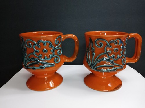 Mugs Made In Italy Orange With Raised Black Design | eBay.de