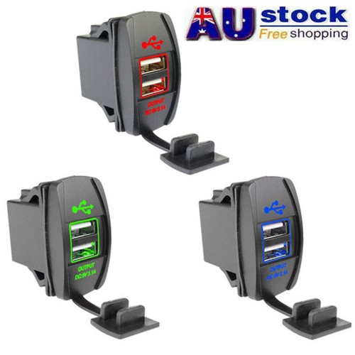 Dual USB Power Charger Carling ARB Rocker Switch LED Light Car Boat 12V ...