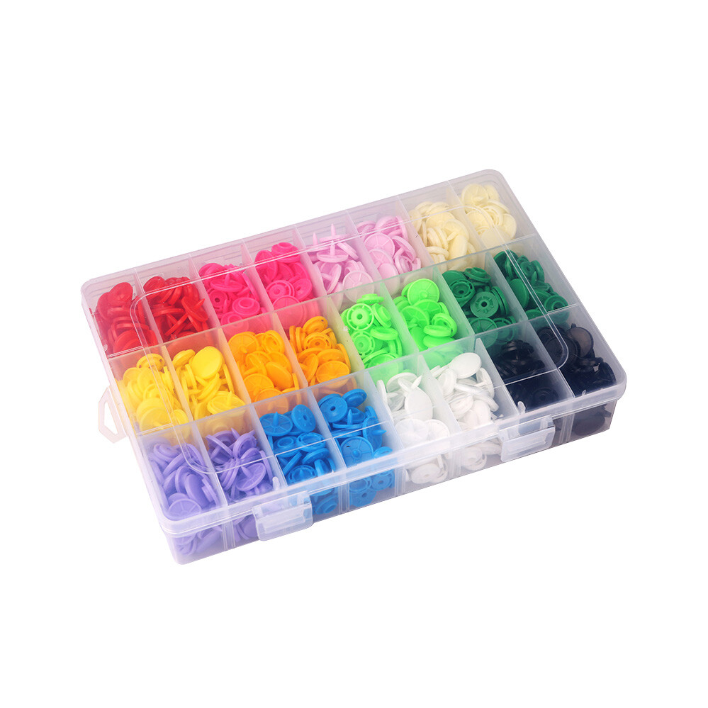 360 Sets Snap Kits Craft Buttons 24 colour Press Stud Set Size T5 Snaps ...