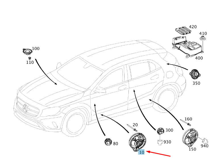 MERCEDES W176 Left Door Speaker A2468200100 a Class 2017 for sale ...