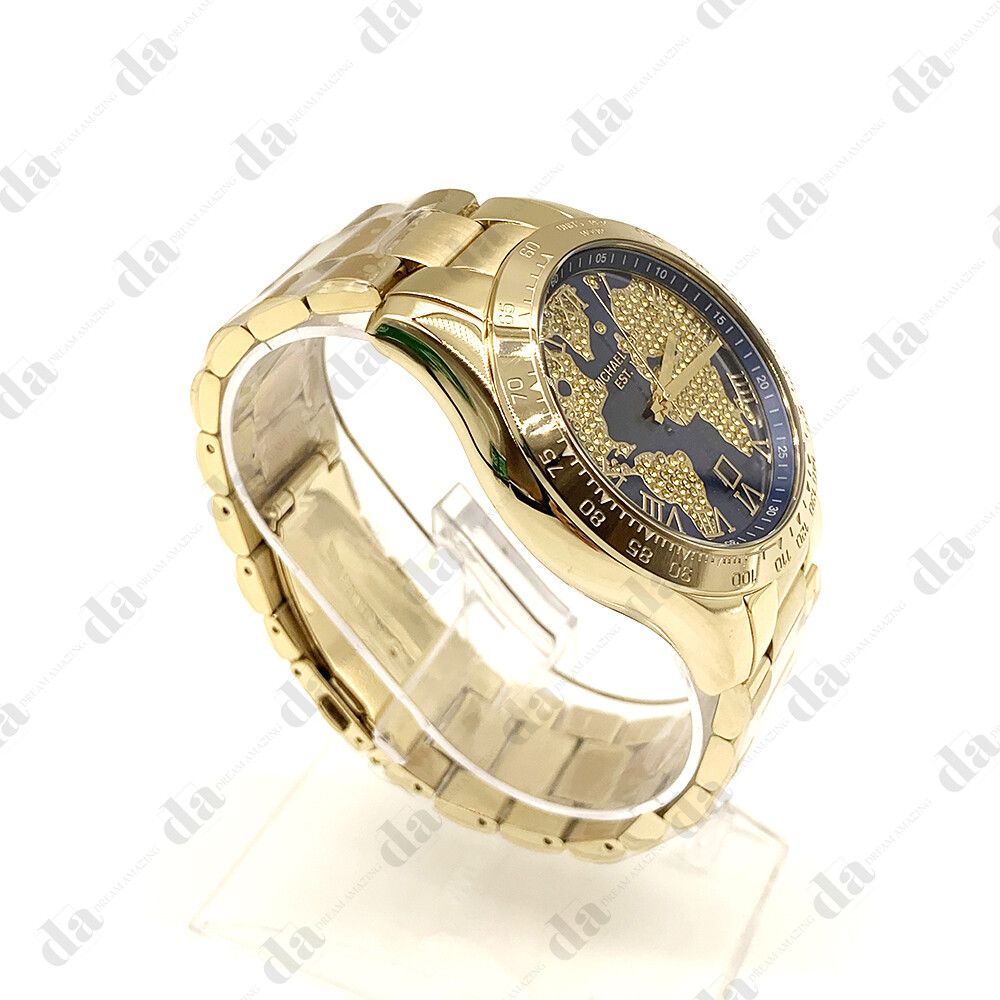 Michael Kors MK6243 Layton Blue Gold Crystal Pave Dial Women's Fashion ...