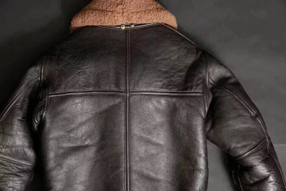 Men's Brown B3 RAF Irvin Genuine Shearling Sheepskin Flying Leather Fur ...