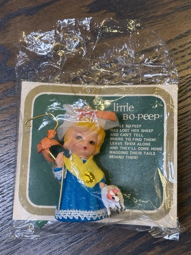 Little Bo Peep Nursery Rhyme Christmas Ornament Flocked Plastic Vintage ...