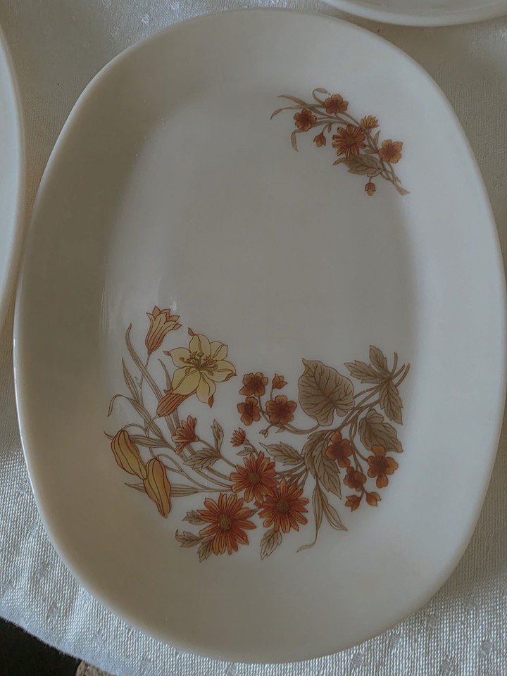 Vintage PYREX Oval Dinner Plates Harvest Spray Set of 6 | eBay UK