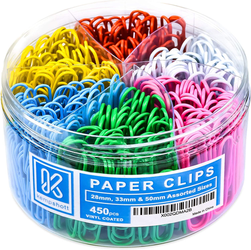 450 Color Paper Clips Assorted Sizes Small, Medium and Large Paper ...