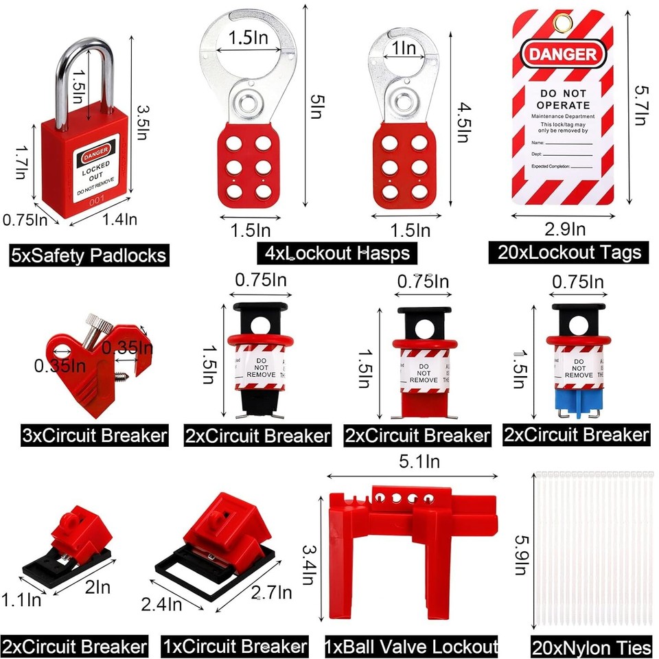 Lockout Tagout Kit, Electrical Safety Loto Kit Includes Clamp-On ...