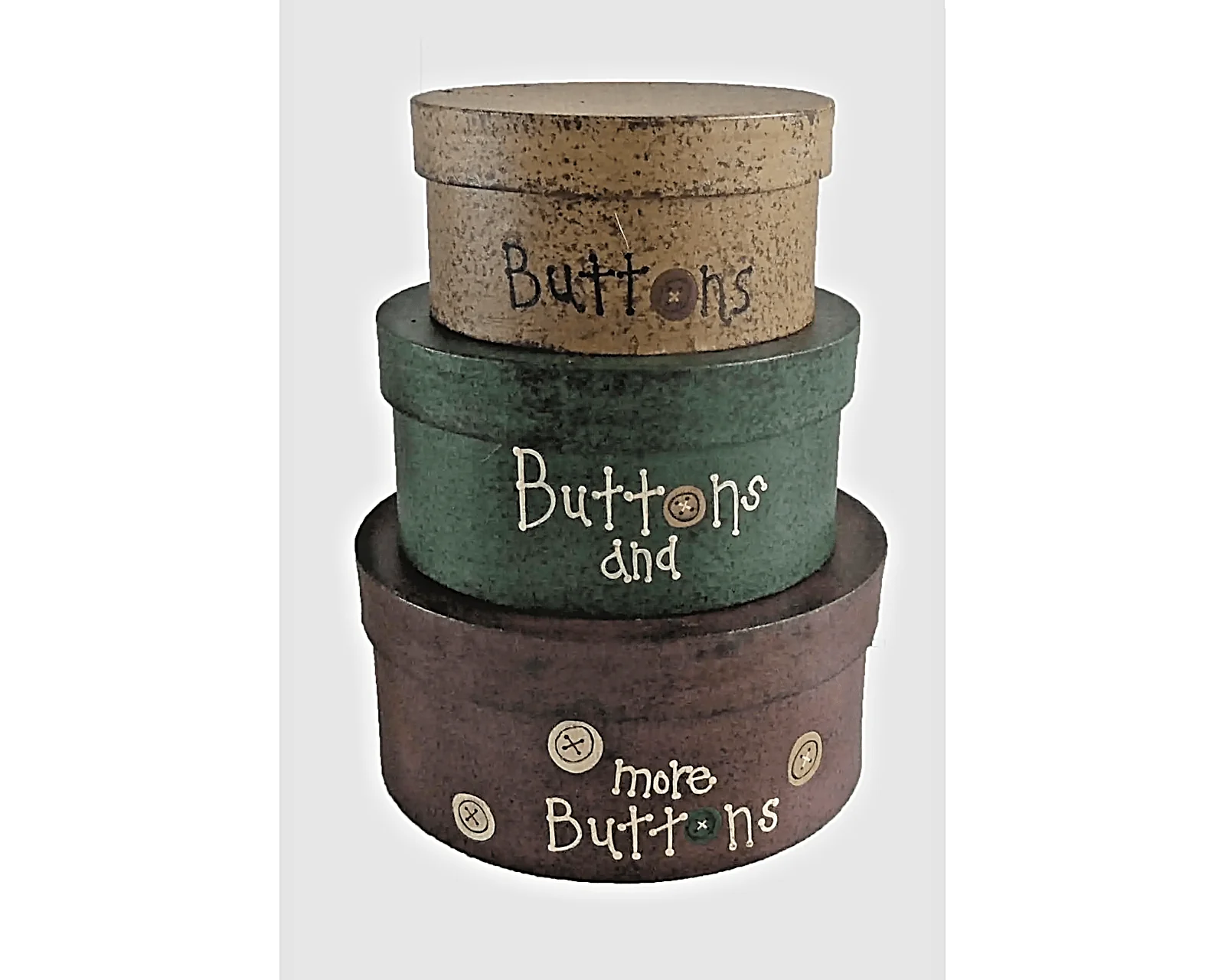 Primitive Farmhouse 3 pc Rustic “Buttons" Stacking Boxes | eBay