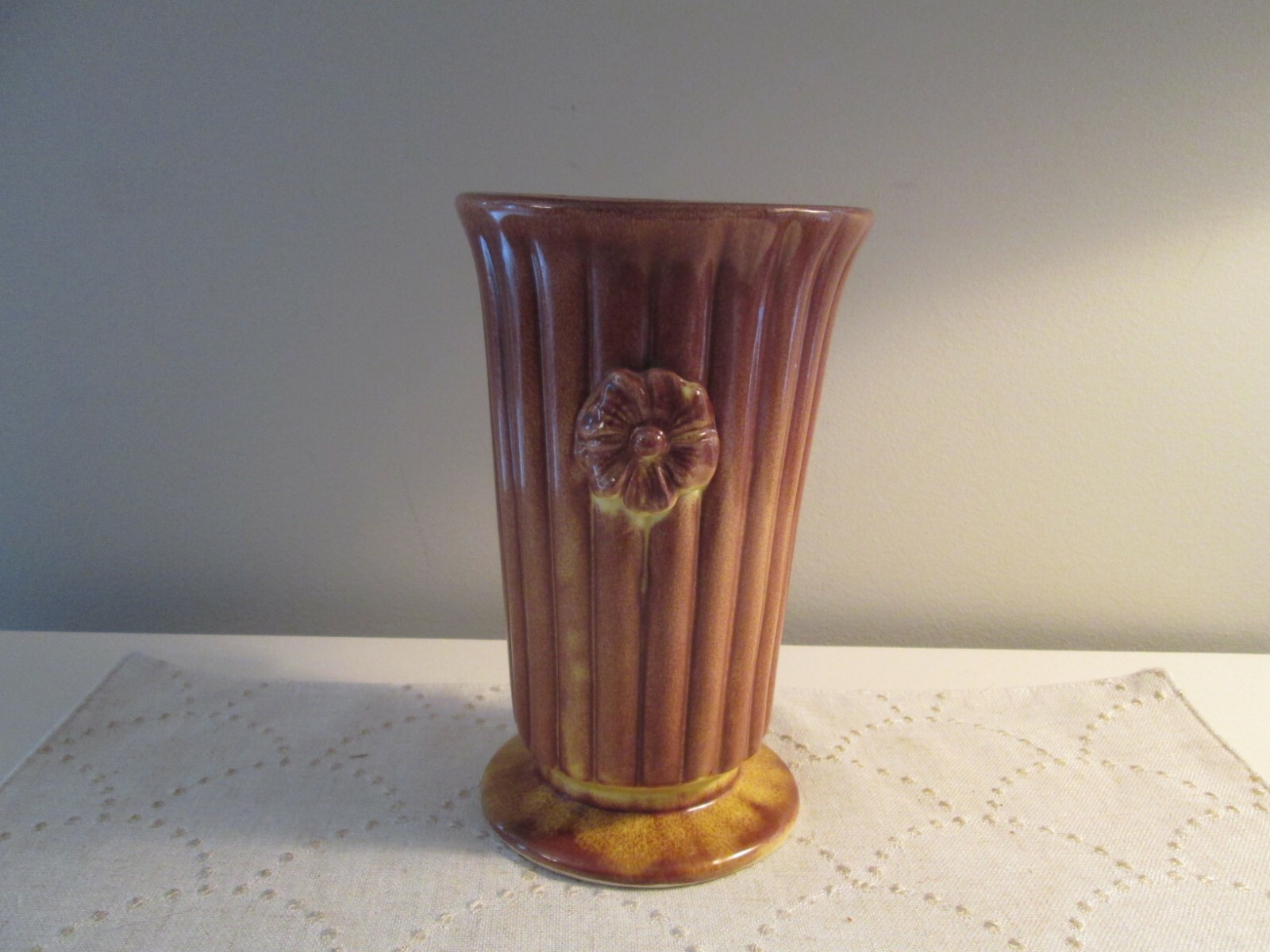 West Coast Pottery 482 Brown Yellow Flower Accent Tall Vase 8 1/2 ...