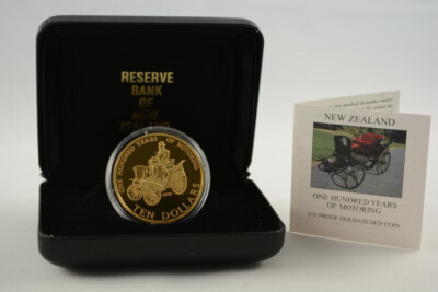 New Zealand - 1998 - Proof $10 Coin - Benz Motoring (Gilded) | eBay
