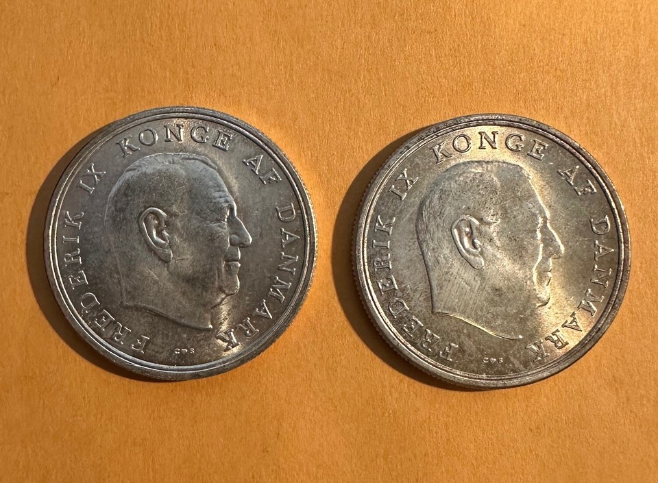 DENMARK FREDERIK IX 1964 5 KRONER SILVER COINS, BRILLIANT UNCIRCULATED ...