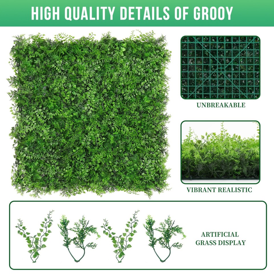 20"x20" Artificial Hedge Grass Wall, 12PCS Green Wall Panels, Plant ...
