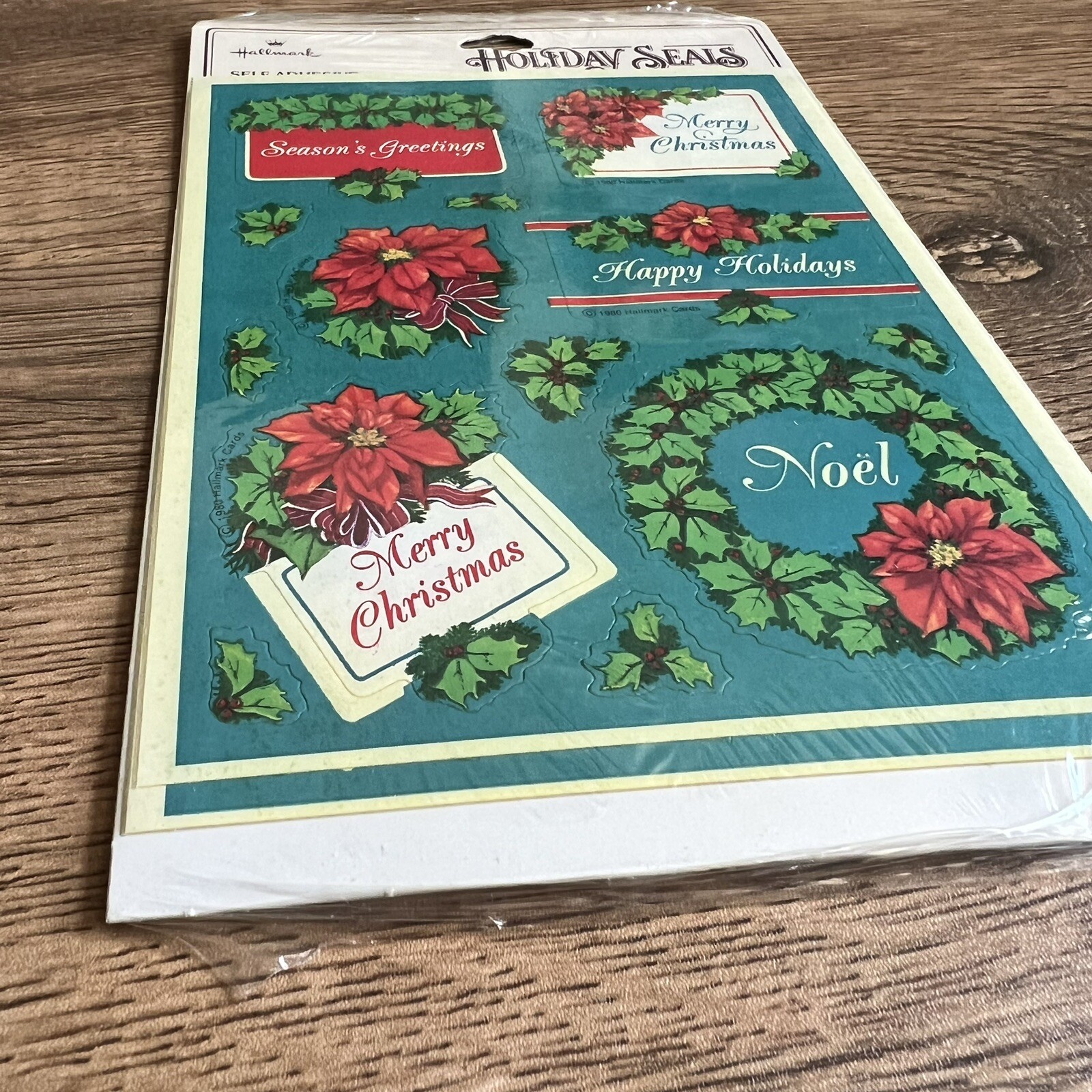 NOS Hallmark Christmas Stickers seals 4 sheets 1980 Holiday Seals Vtg ...