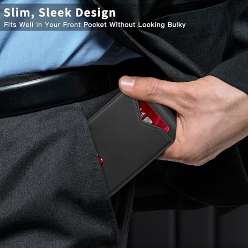 Real Leather Wallet for Men,Slim Bifold Wallet Minimalist Front Pocket ...