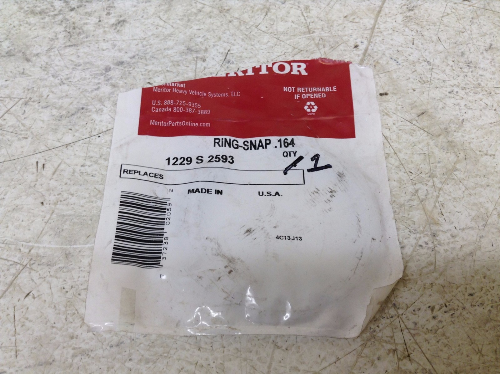 Meritor 1229 S 2593 Ring Snap .164 1229S2593 | eBay
