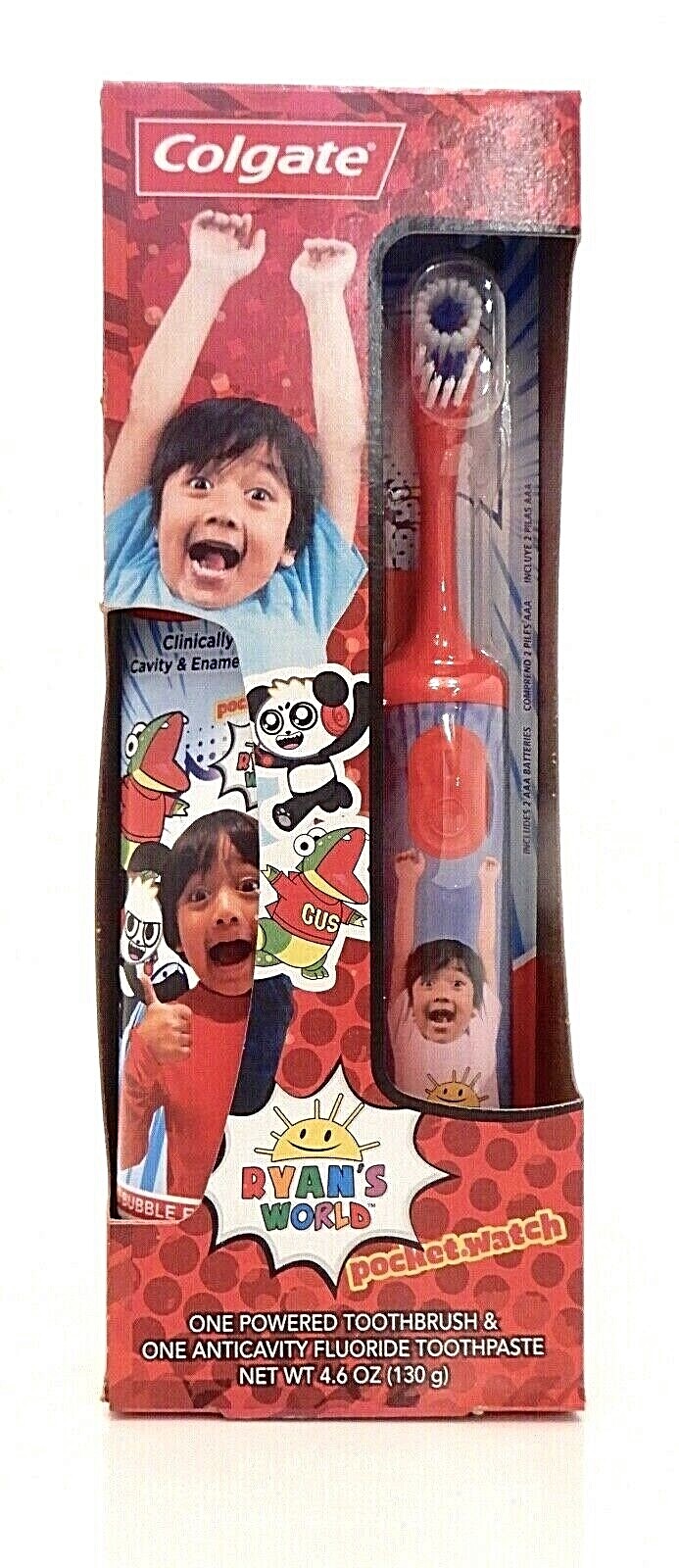 2x Ryans World Colgate Kids Toothpaste and Battery Powered Toothbrush ...