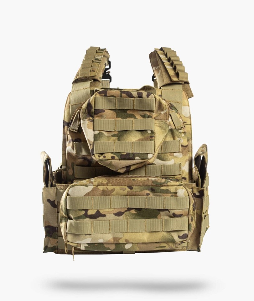 NEW UPGRADED 10X12 OCP PLATE CARRIER WITH AR15 POUCHES/TRIPLE PISTOL ...