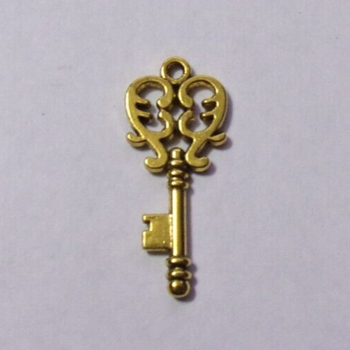 Gold Tone Fanciful Heart Skeleton Key Style Pendant Charm Hang Tag | eBay