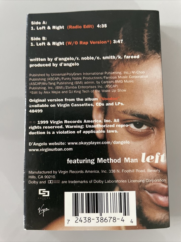 D’Angelo Left & Right Cassette Tape Single 1999 Redman Method Man R&B Rap HipHop | eBay