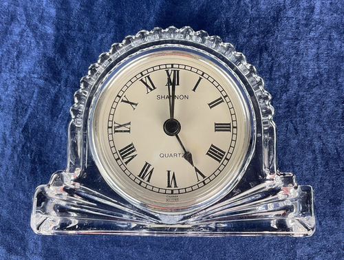 Shannon Quartz 24% Lead Crystal Clock 3 1/4" x 4 3/8" Handcrafted New ...