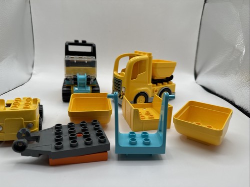 Lot of LEGO Duplo Construction Trucks Cars Trailer Gas Vehicles Dozer ...