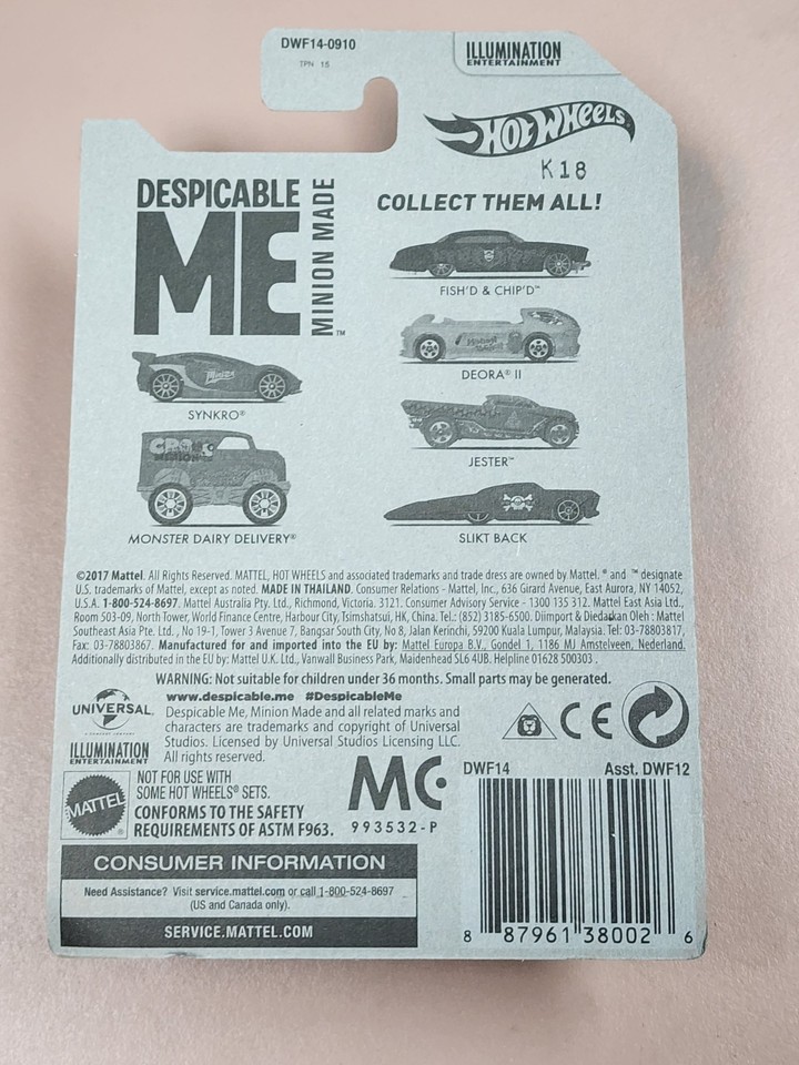 Hot Wheels 2017 Despicable Me Minion Made #1 Fish'd and Chip'd | eBay