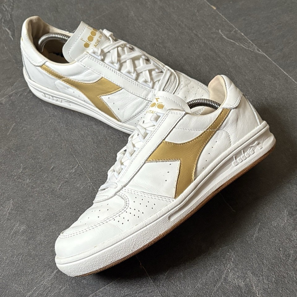 Diadora Borg Elite UK8 / US8.5 Made In Italy Tennis OG CW B White Gold ...