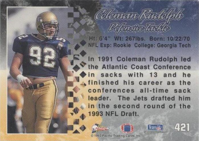 1993 Pacific Coleman Rudolph #421 for sale | eBay